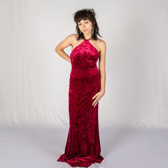 Dresses | 9s Crushed Red Velvet Prom Dress | Poshmark